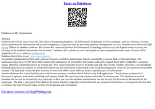 Database Systems Essay | PDF