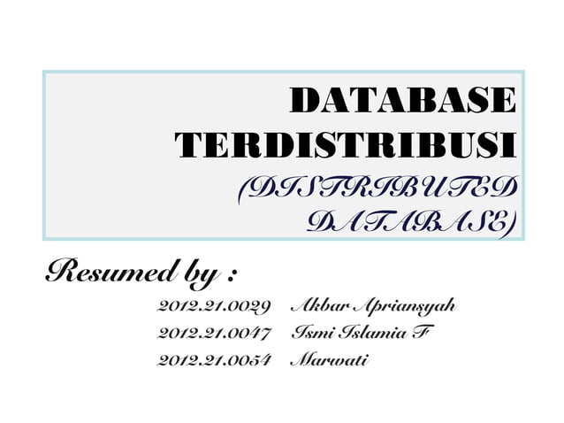 Database Terdistribusi | PPT