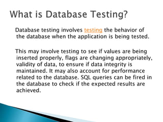 Data base testing | PPTX