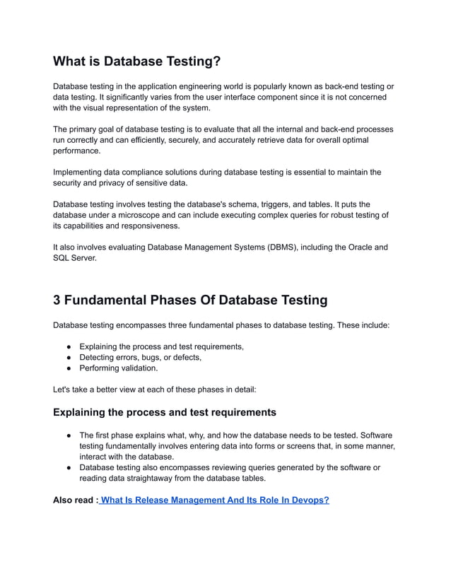 Database Testing A Detailed Guide Pdf Databases Computer Software And Applications