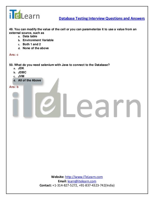 Sql Database Testing Interview Questions And Answers