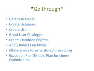 Database training for developers | PPT
