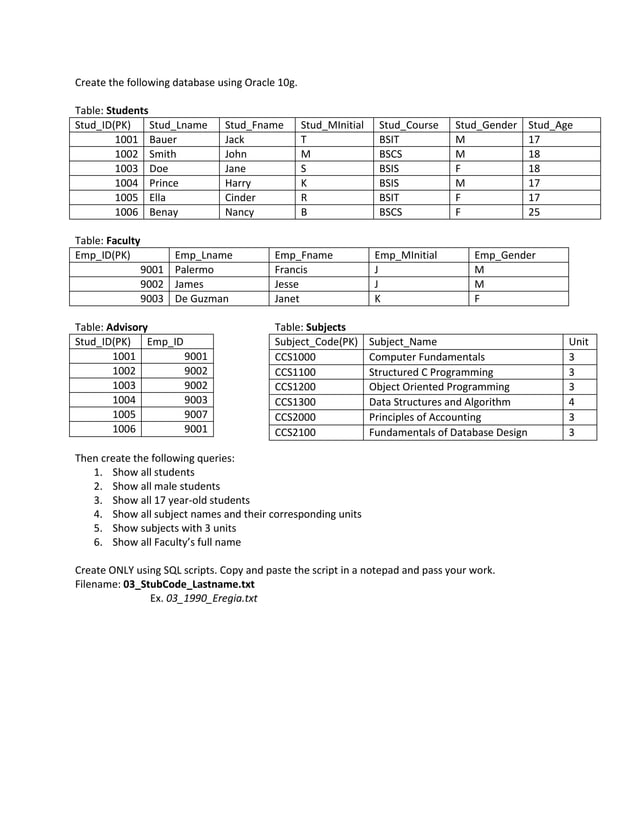 Database using oracle 10g | DOCX | Databases | Computer Software and Applications