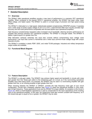 Datablad opa627 operasjonsforsterer sven åge eriksen fagskolen telemark opamp op-amp amplifier ...
