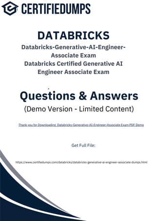 Databricks-Generative-AI-Engineer-Associate exam dumps | PDF