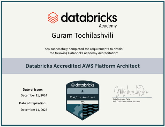 Databricks Accredited AWS Platform Architect | PDF