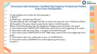 Databricks Certified Data Engineer Professional Exam Questions | PDF