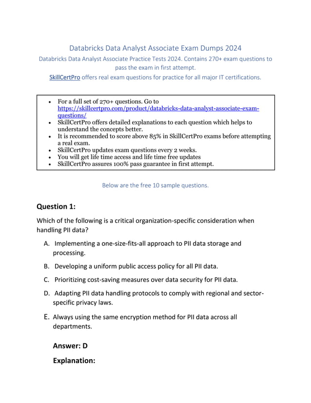 Databricks Data Analyst Associate Exam Dumps 2024.pdf | Databases | Computer Software and ...