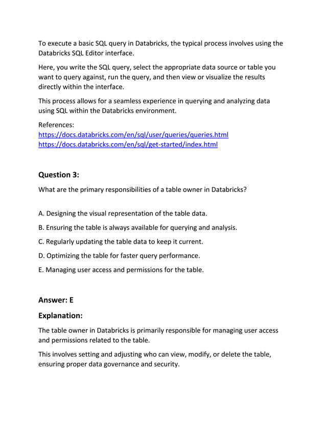 Databricks Data Analyst Associate Exam Dumps 2024.pdf | Databases | Computer Software and ...