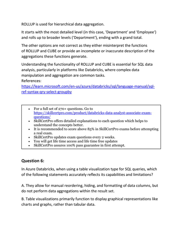 Databricks Data Analyst Associate Exam Dumps 2024.pdf | Databases | Computer Software and ...