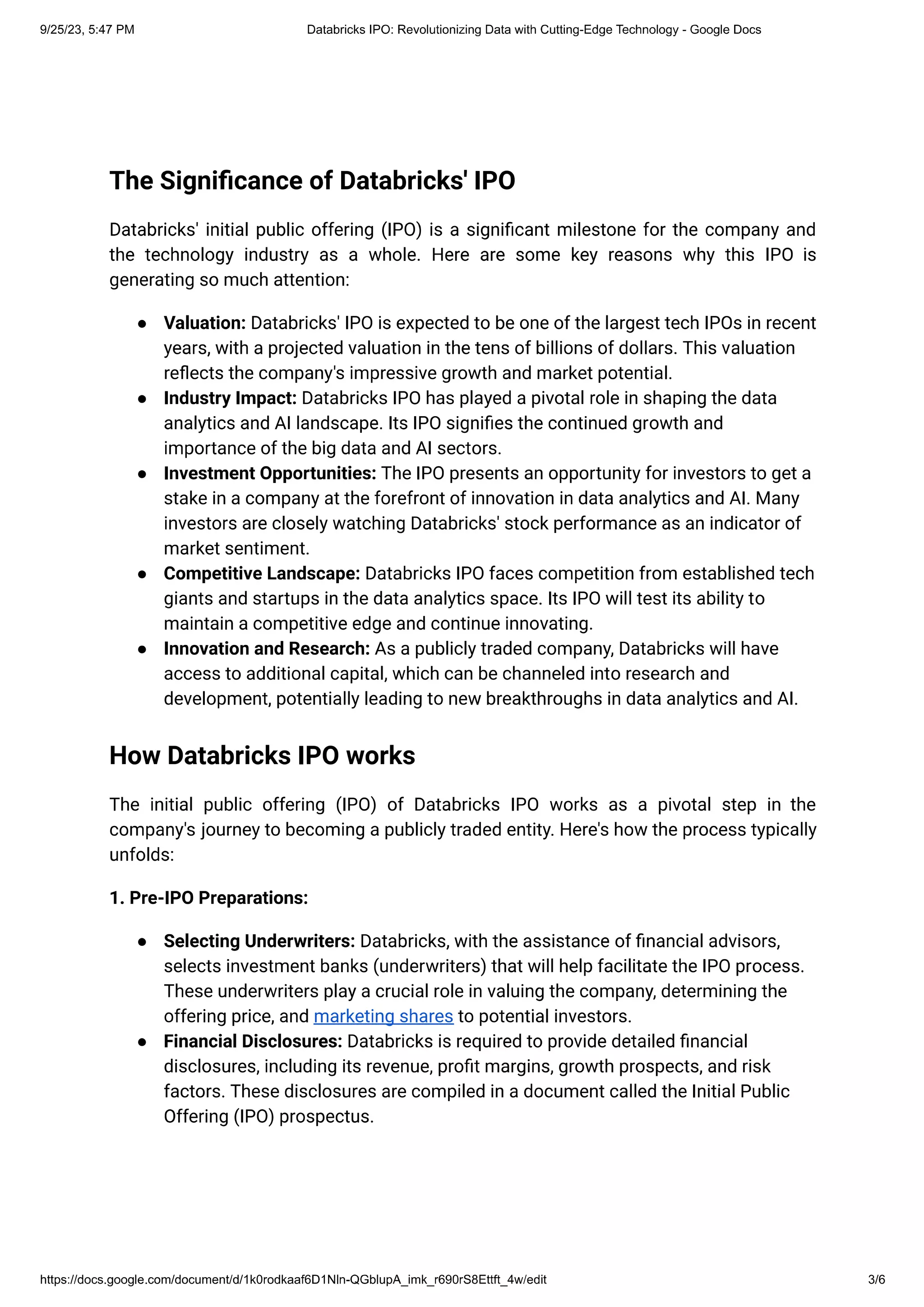 Databricks IPO-Revolutionizing Data with Cutting-Edge Technology | PDF