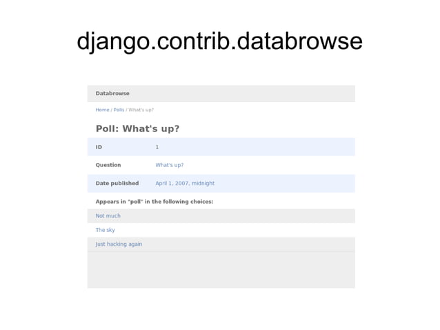 django.contrib.databrowse | PPT