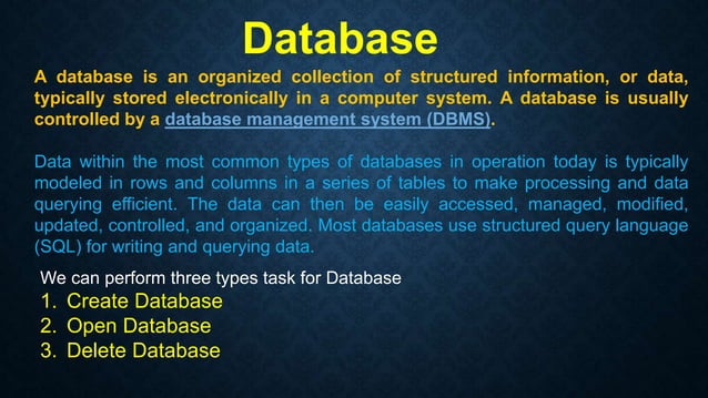 Create Database | PPT