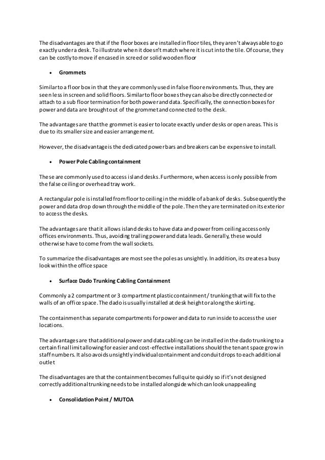 Data cabling containment varieties and design