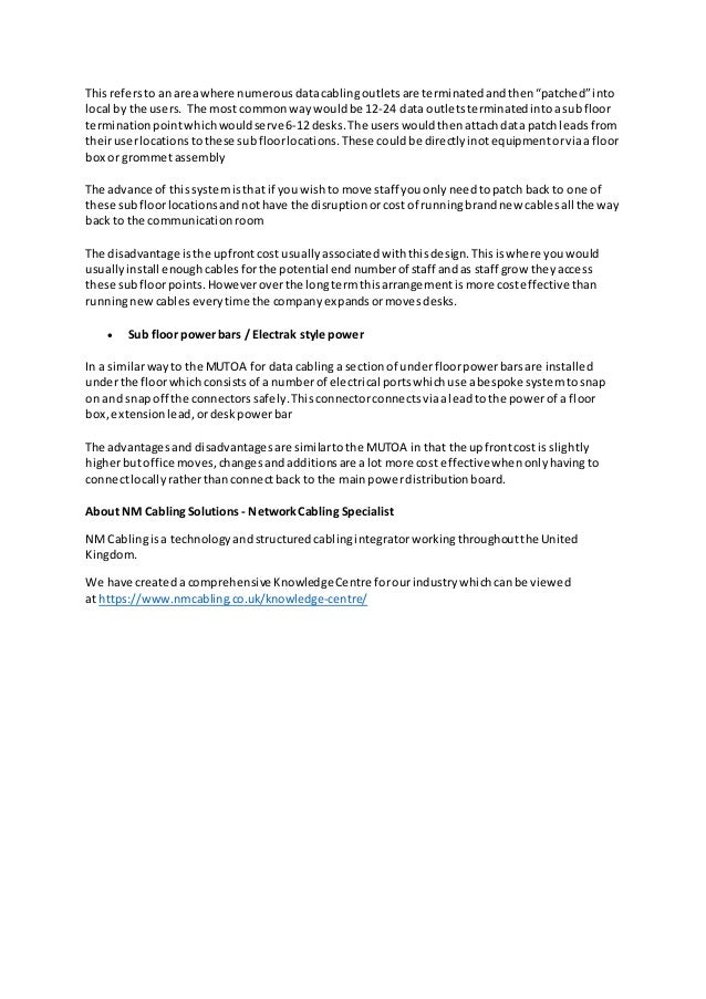 Data cabling containment varieties and design