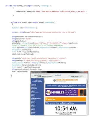 Data calling from web to C# | PDF | Web Development | Internet