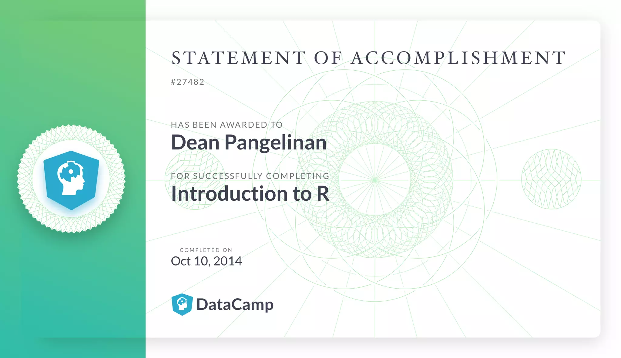DataCamp Certificate - Introduction to R | PPT