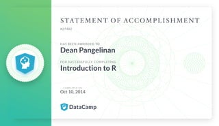 DataCamp Certificate - Introduction to R | PPT