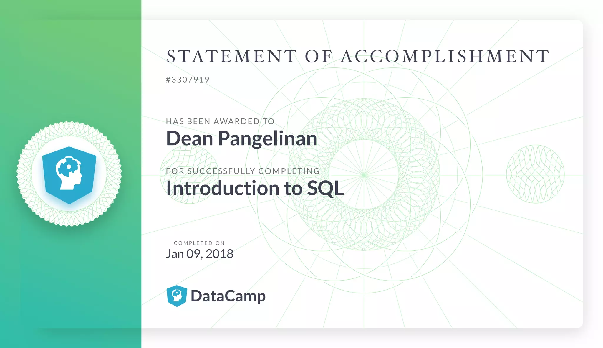 DataCamp Certificate - Introduction to SQL | PDF