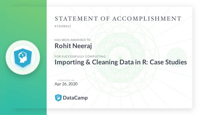 DataCamp_StatementOfAccomplishment_Importing & Cleaning Data in R Cas…