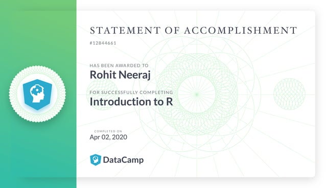 DataCamp_StatementOfAccomplishment_Introduction to R | PDF