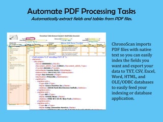 Automated Data Capture and Extraction with ChronoScan for Automated Metadata and Classification ...