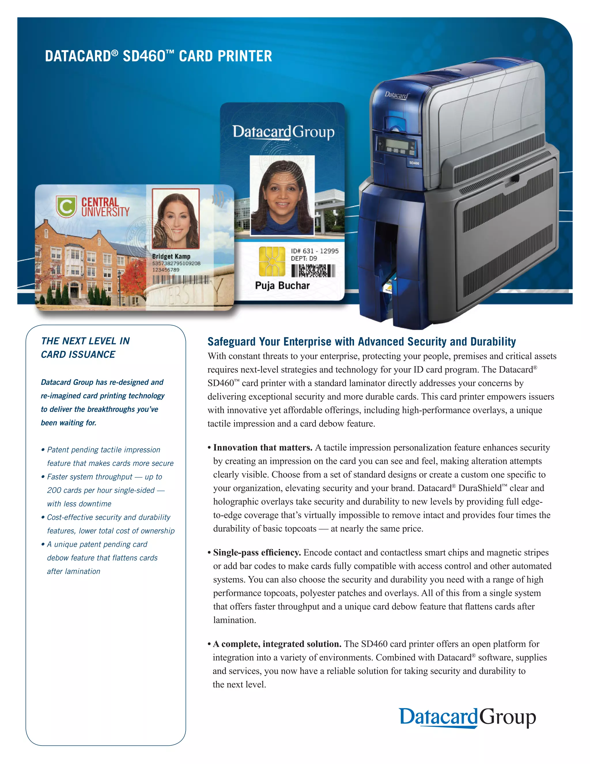 Impresora de Credenciales Datacard sd460 folleto | PDF