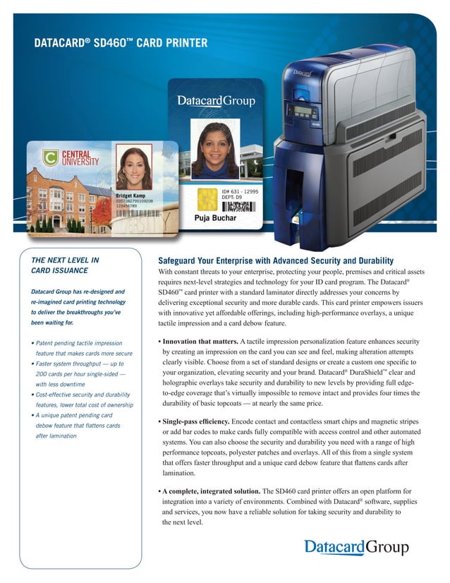 Impresora de Credenciales Datacard sd460 folleto | PDF