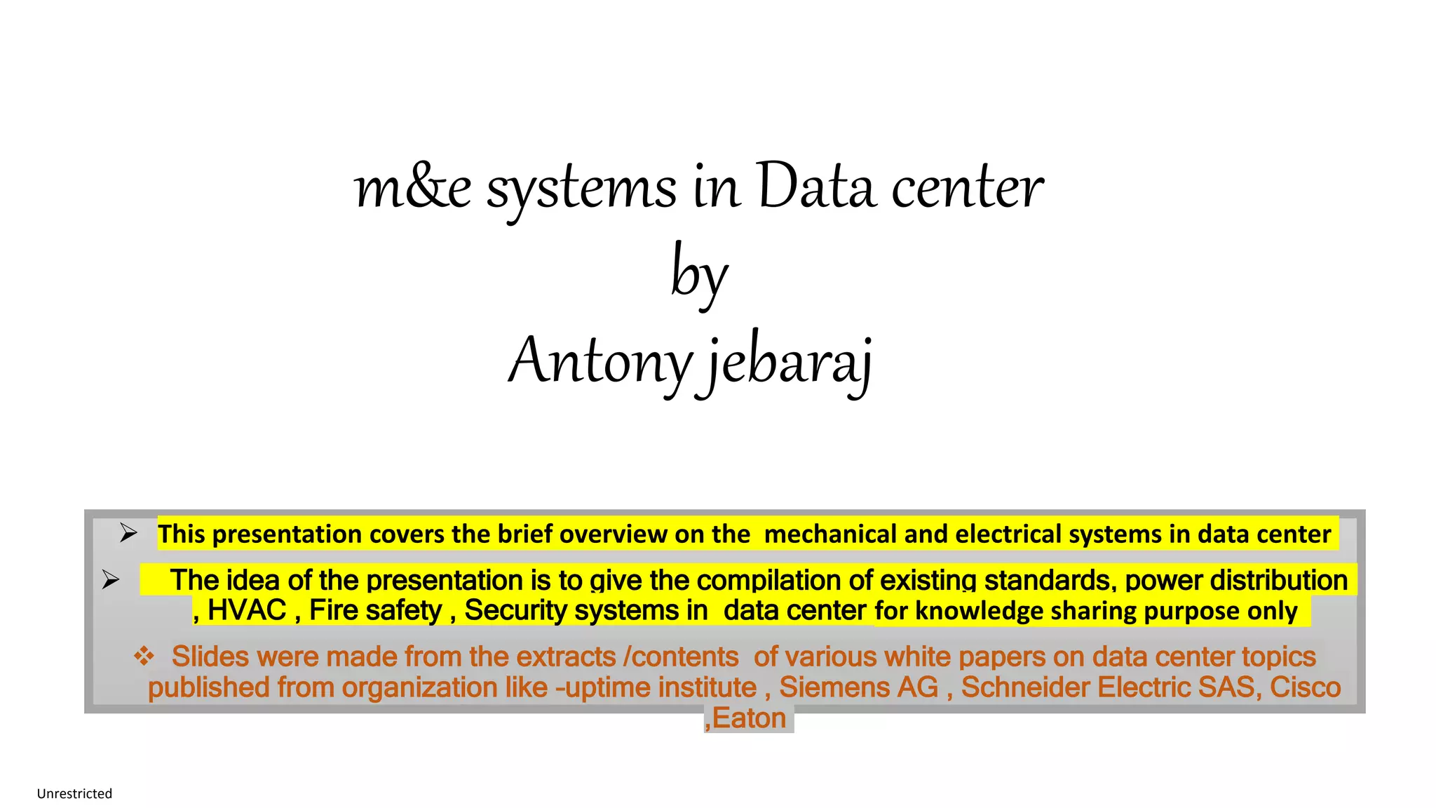 Data center m&e | PPTX