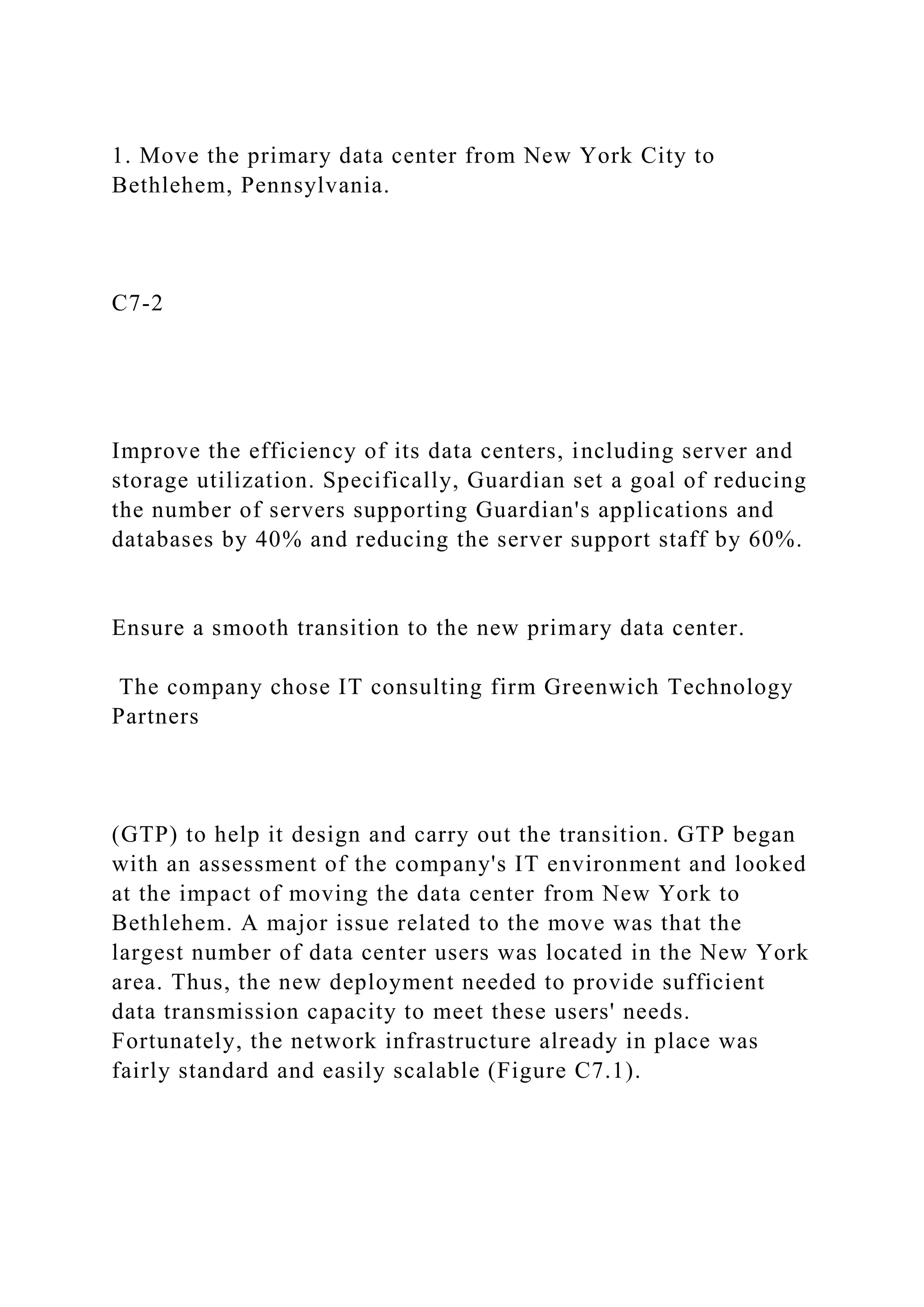 DATA CENTER CONSOLIDATION AT GUARDIAN LIFE As one of the lar | PDF