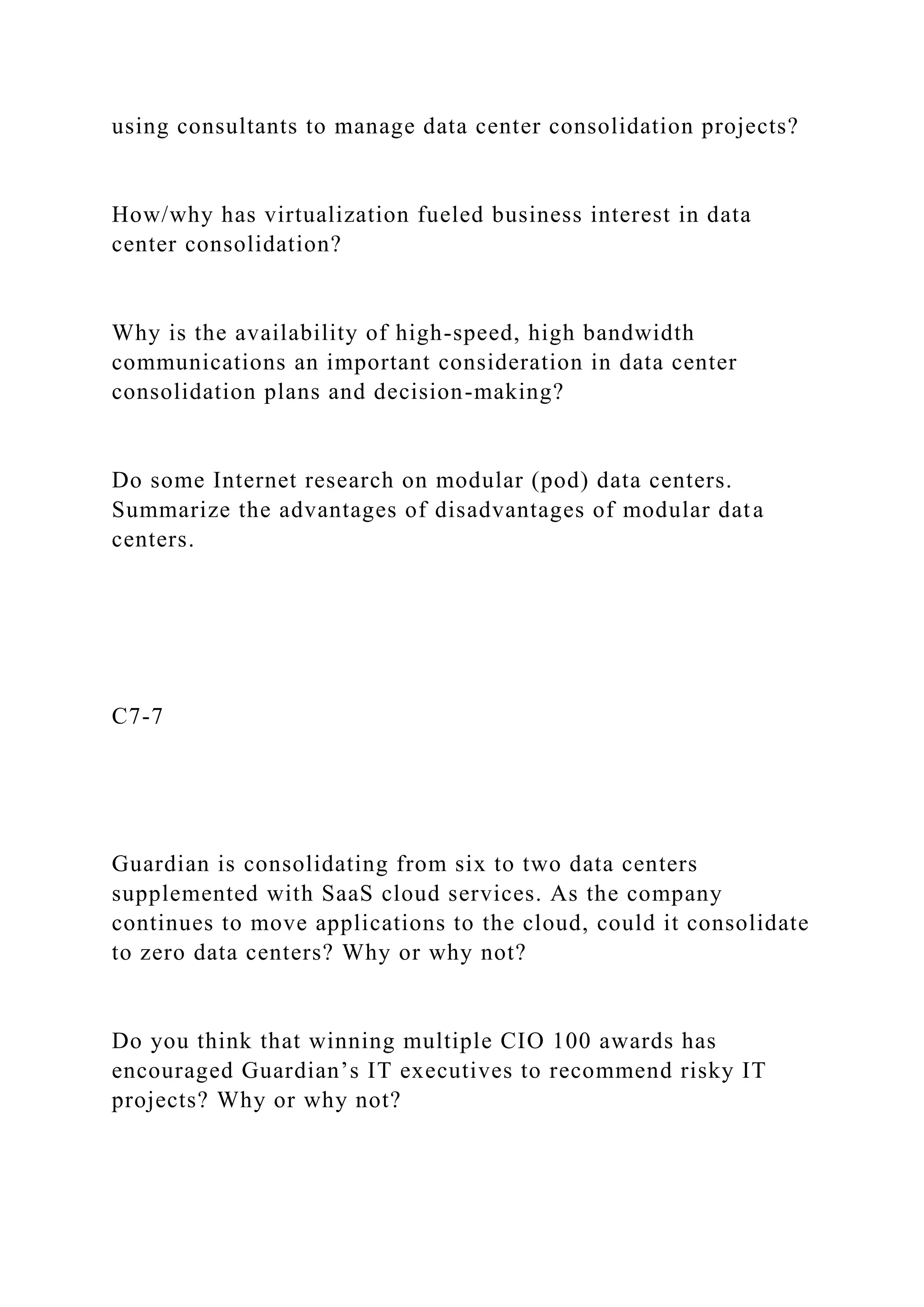 DATA CENTER CONSOLIDATION AT GUARDIAN LIFE As one of the lar | PDF