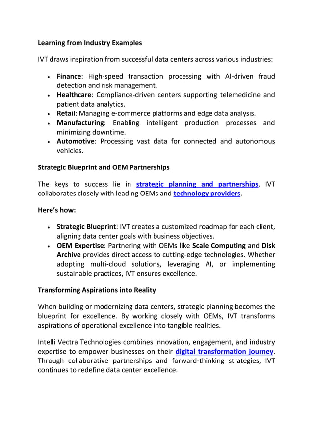 Data Center Excellence-Intelli Vectras Blueprint for Building Robust ...