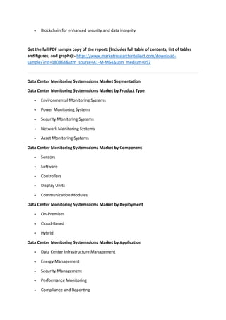 Global Data Center Monitoring Systems Market Trends and Innovations | PDF