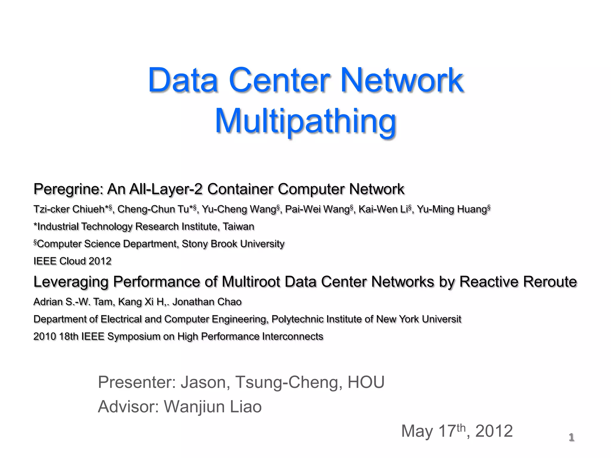 Data Center Network Multipathing | PPT