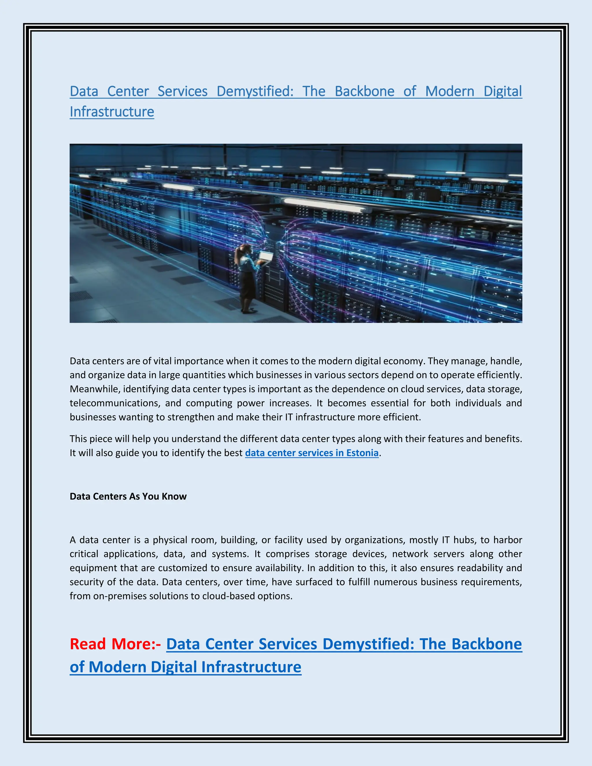 Data Center Services Demystified: The Backbone of Modern Digital ...