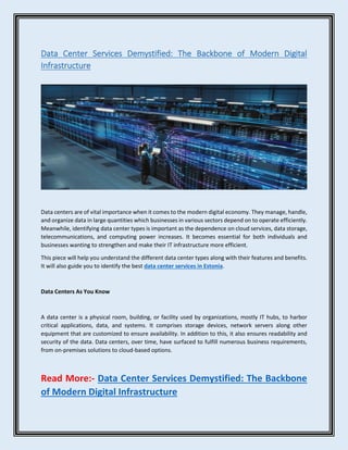 Data Center Services Demystified: The Backbone of Modern Digital ...
