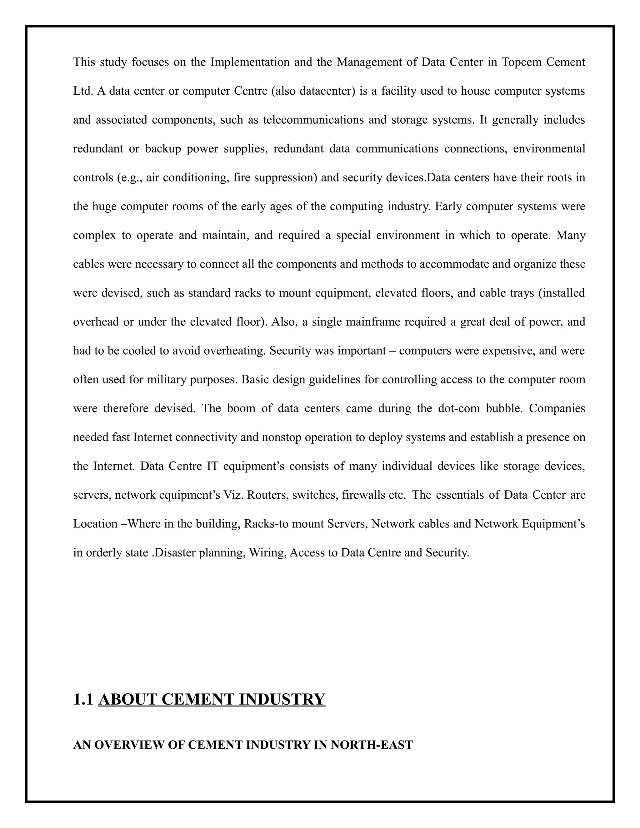 Project Report On Data Center Management | DOC