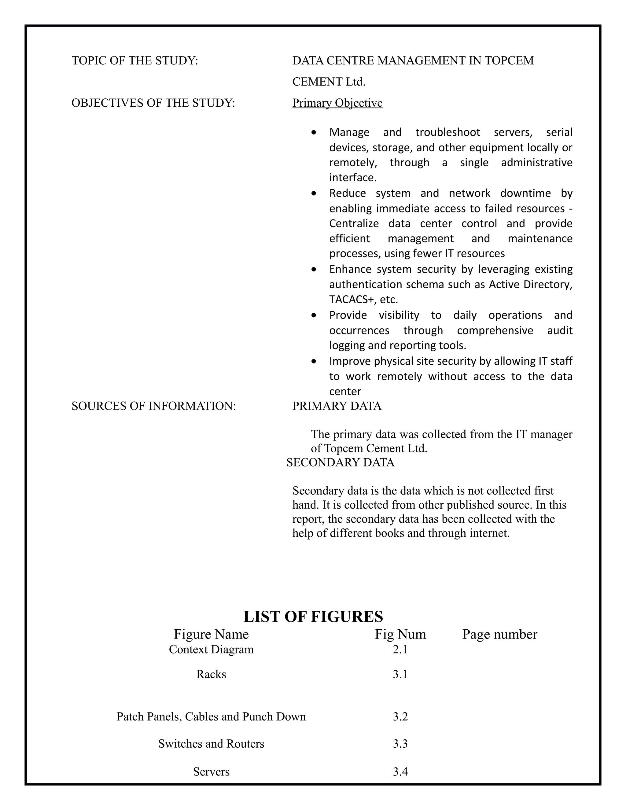 Project Report On Data Center Management | DOC