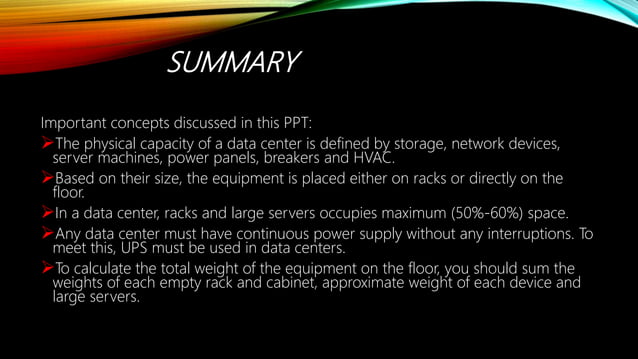 Data centre requirements | PPTX | Computer Networking | Computing
