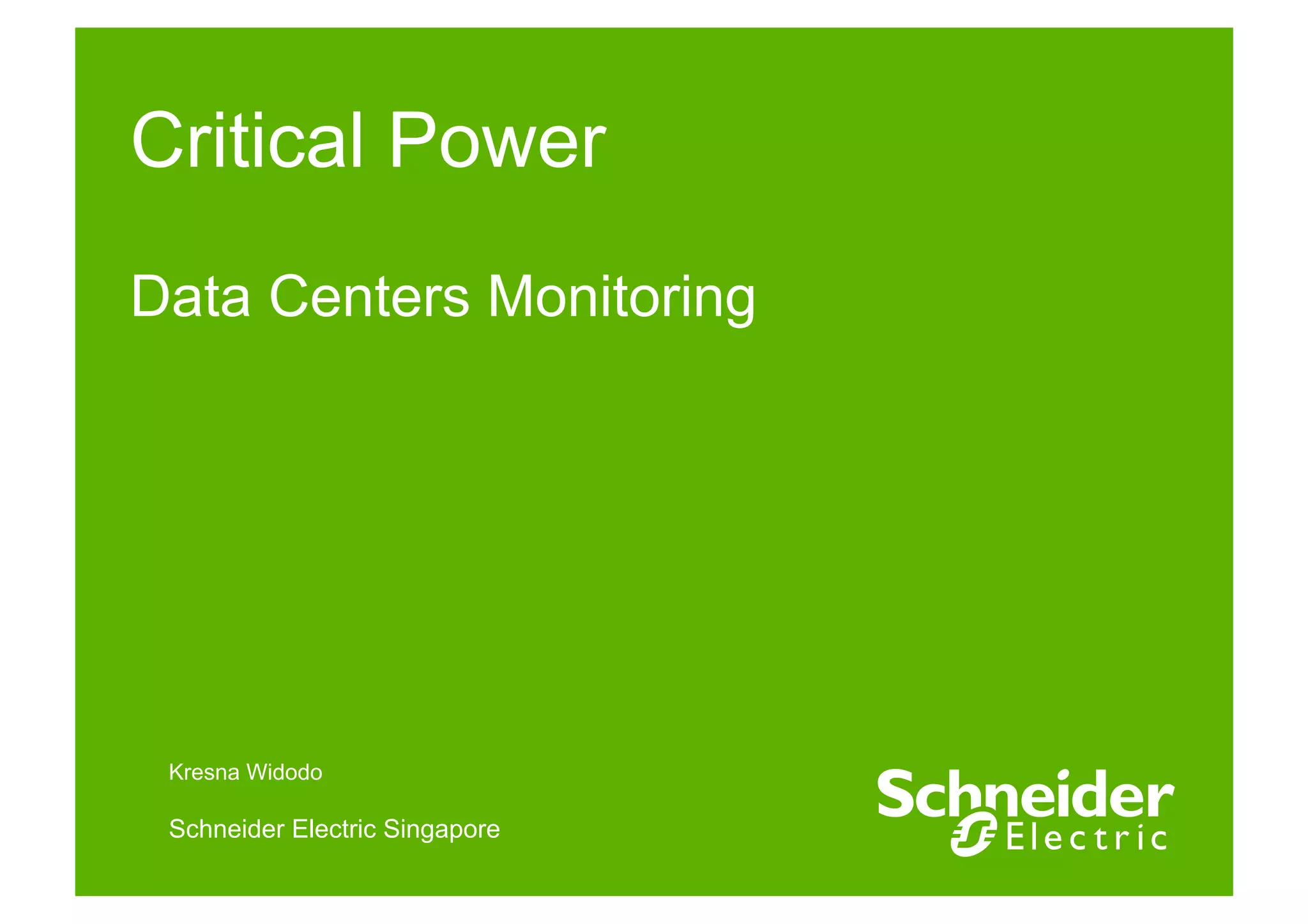 Data Centres Monitoring Solution By Kresna Widodo ( Schneider) | PDF