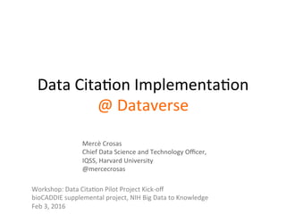 Data Citation Implementation at Dataverse | PPT