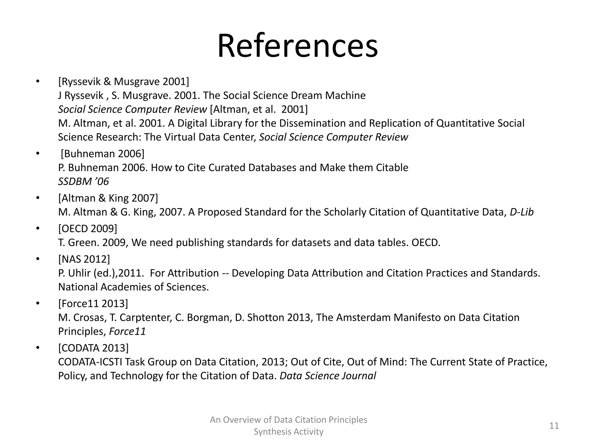 An Overview of Data Citation Principles Synthesis Activity | PPT