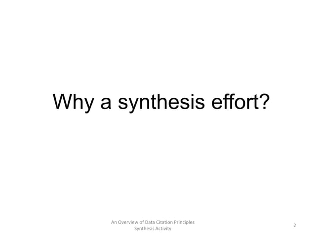 An Overview of Data Citation Principles Synthesis Activity | PPT