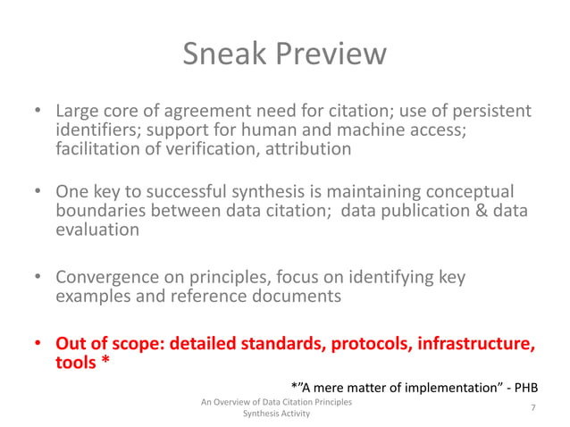 An Overview of Data Citation Principles Synthesis Activity | PPT