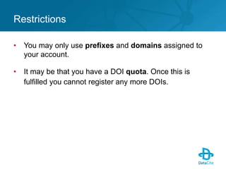DataCite How To: Use the MDS | PPT