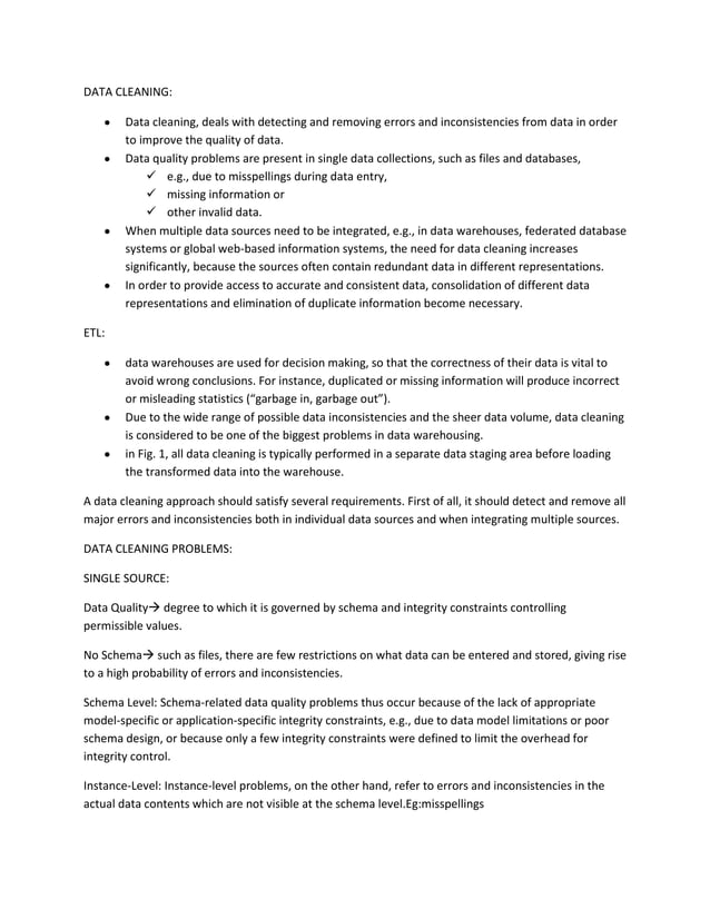 Data cleaning | DOCX | Databases | Computer Software and Applications