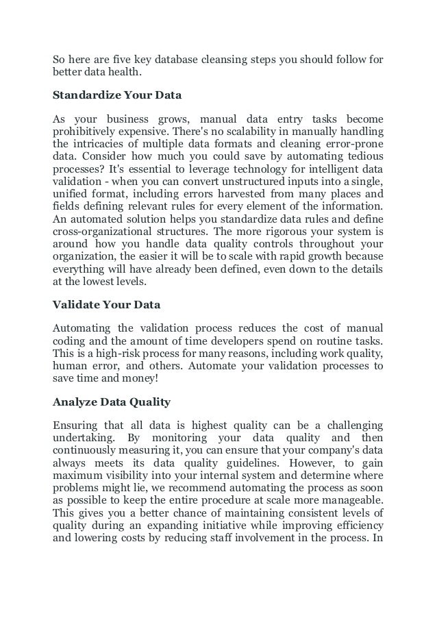 Data cleansing steps you must follow for better data health | PDF