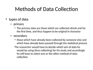 Methods Of Data Collection of PRIMARY DATA | PPTX