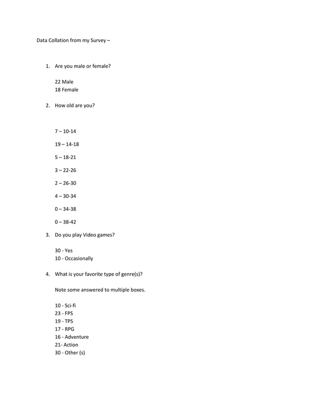 Data collation from my survey | PDF