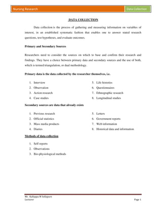 Nursing Research- Data collection -part 1 | PDF